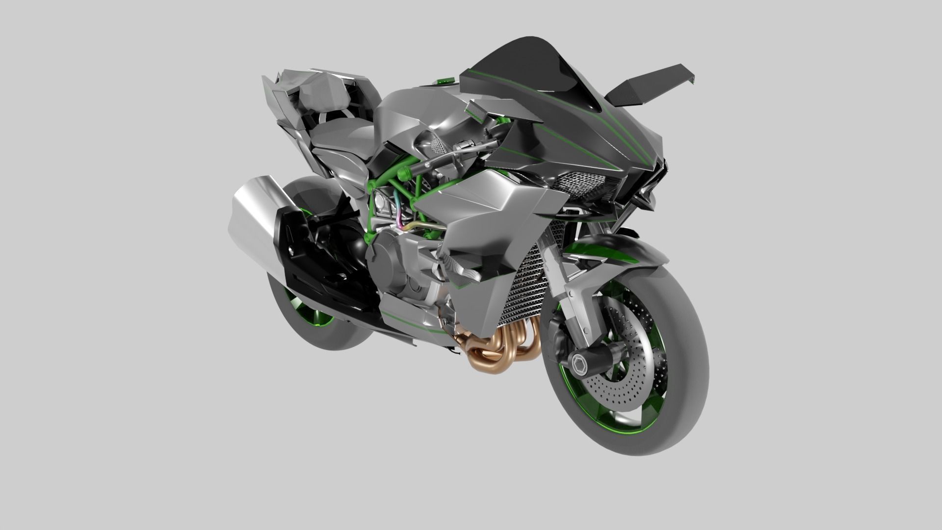 Kawasaki Ninja H2R - Supersport Racing Motorcycle 3D model | CGTrader