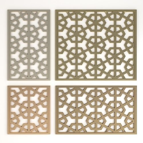 Arabic Islamic pattern decorative gold plaster 3D model | CGTrader