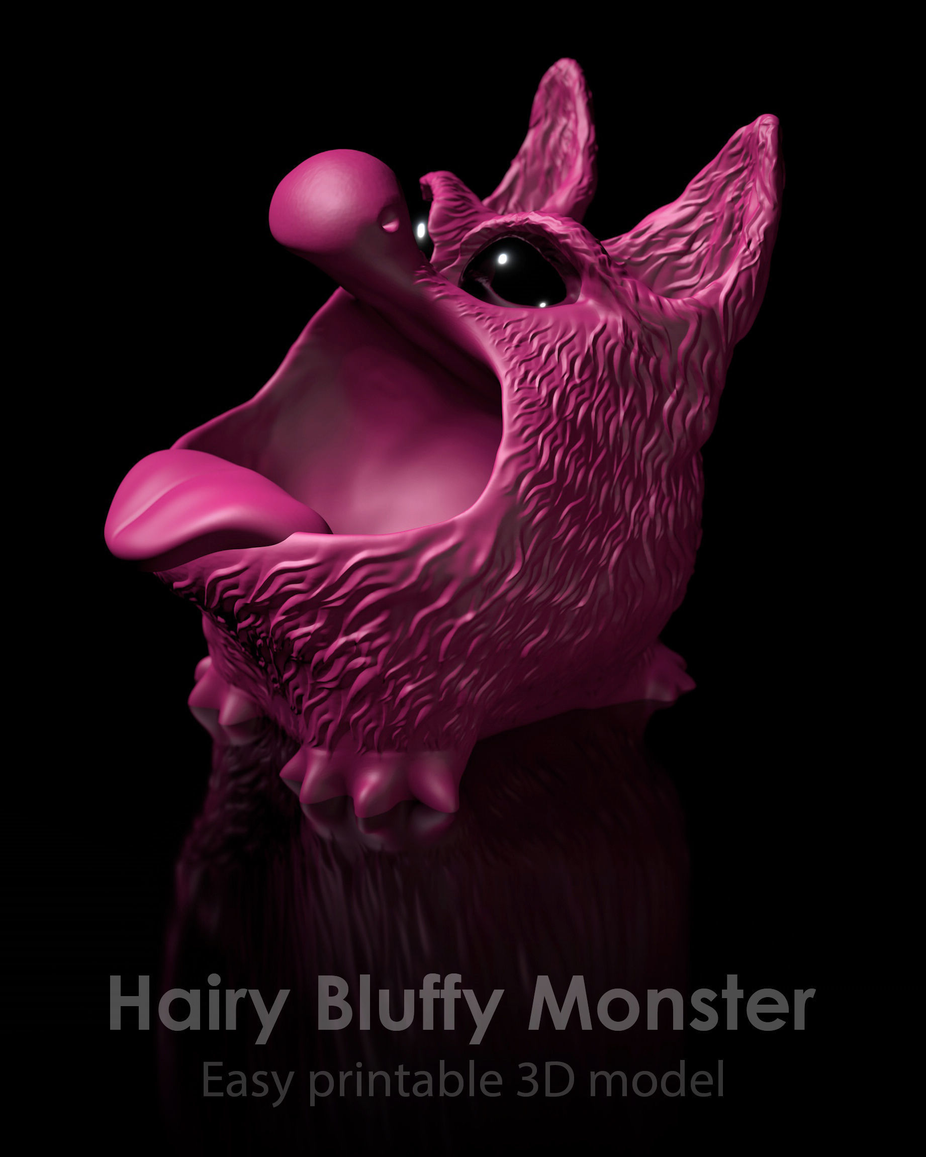 Bluffy with Tongue Fur as STL 3D Printing Model 3D model 3D printable ...