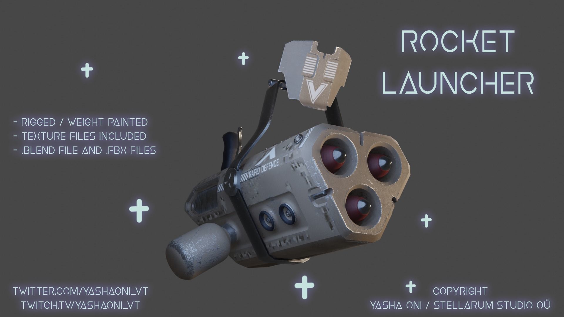 3D model Launcher weapons VR / AR / low-poly | CGTrader