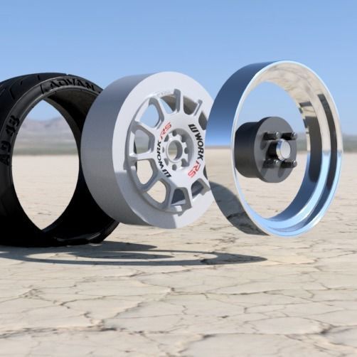 WORK EMOTION RS11 16 INCH RIMS WITH ADVAN TIRES FOR SCALE MODELS 3D ...