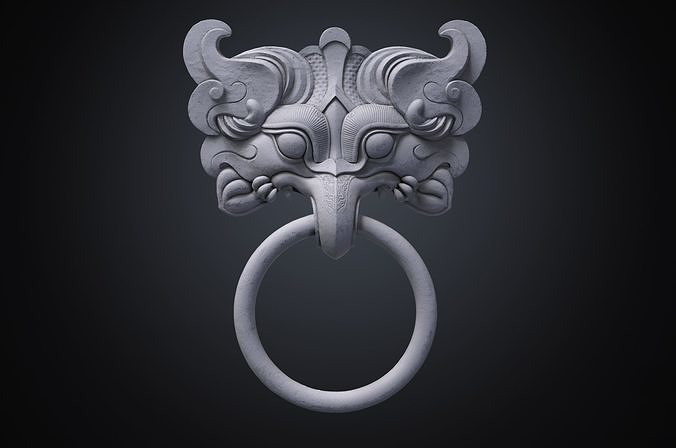 Ancient Chinese Bronze mythical beast Door Knocker high model 3D model ...