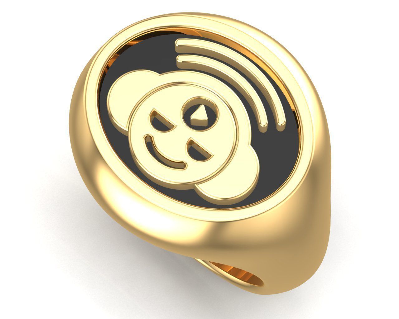 Stylish Emoji Silver Men Ring 3D model 3D printable | CGTrader