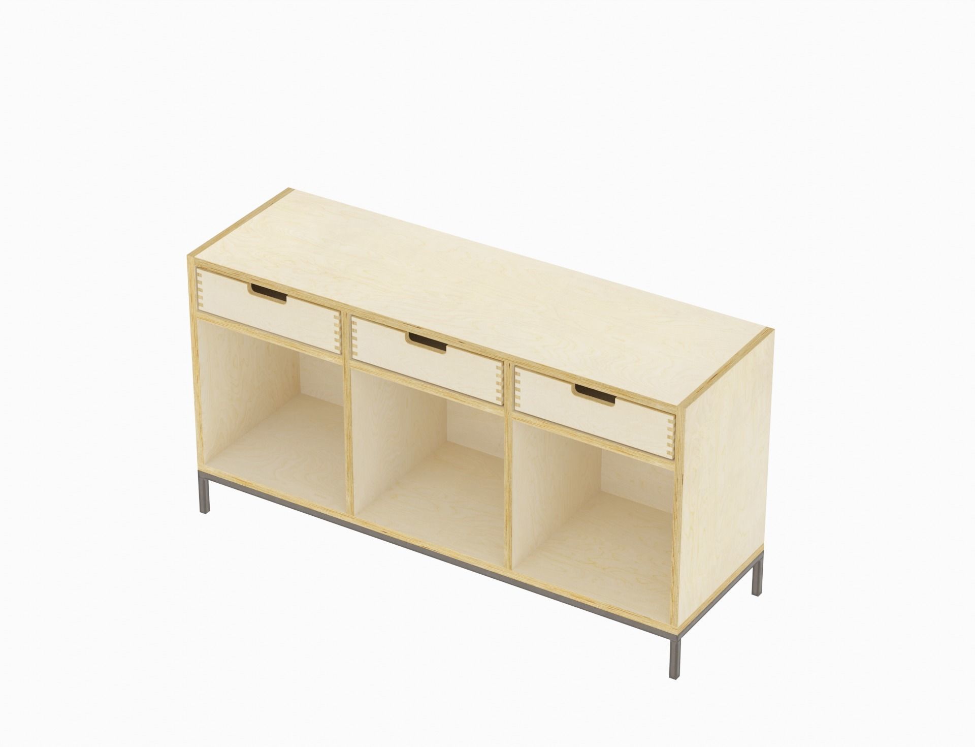 3D model Low-Poly White Birch Plywood Record Shelf VR / AR / low-poly ...