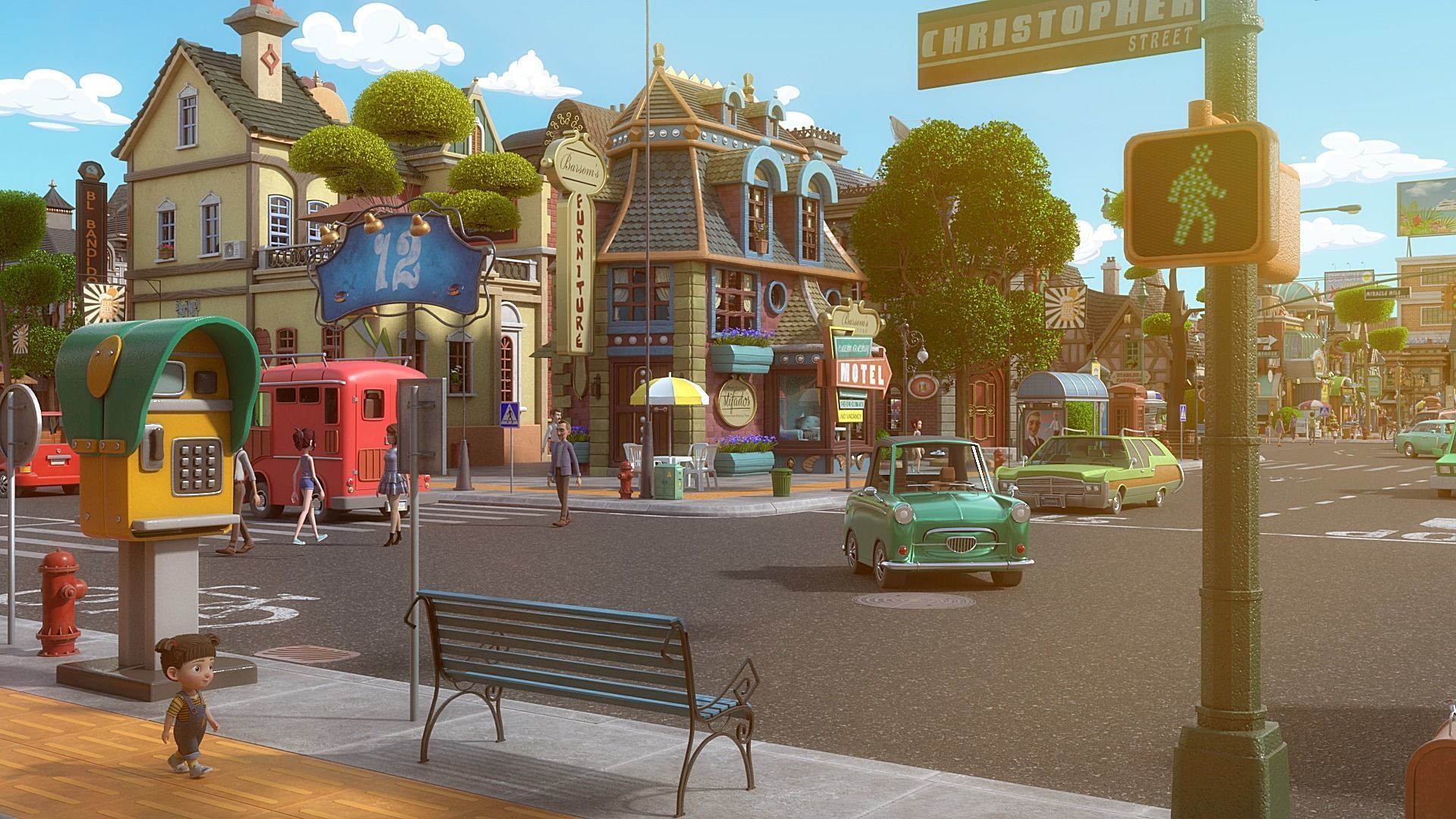 Cartoon City Street Scene V3 3D model | CGTrader