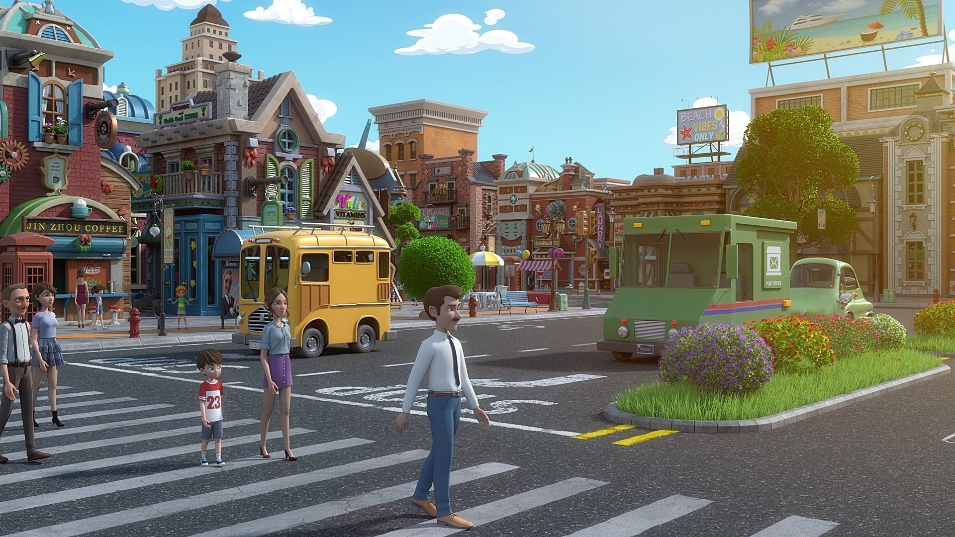 Cartoon City Street Scene V3 3D model | CGTrader