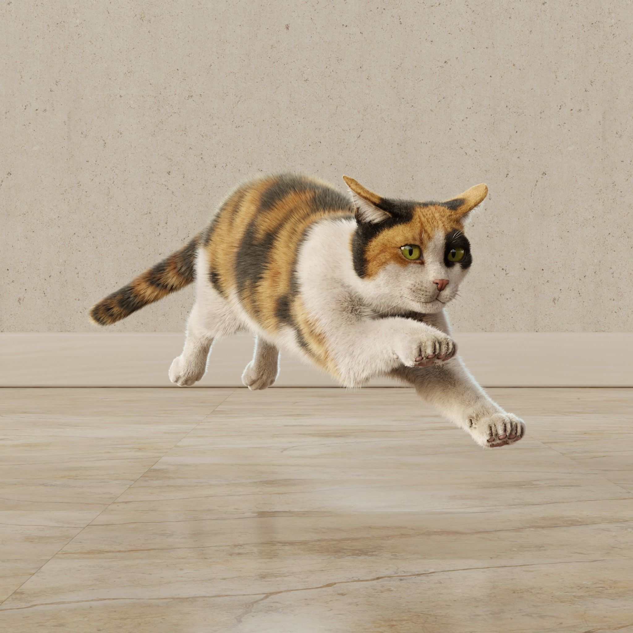 Cat Calico Rigged Animated 3D model animated rigged | CGTrader