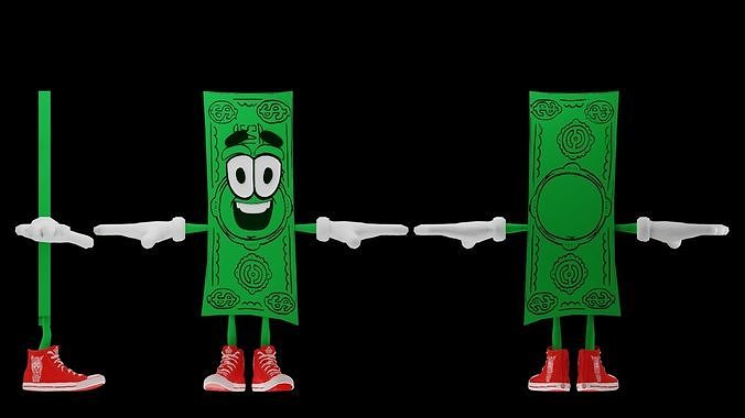 DOLLAR MAN CARTOONIST CHARACTER 3D model rigged | CGTrader
