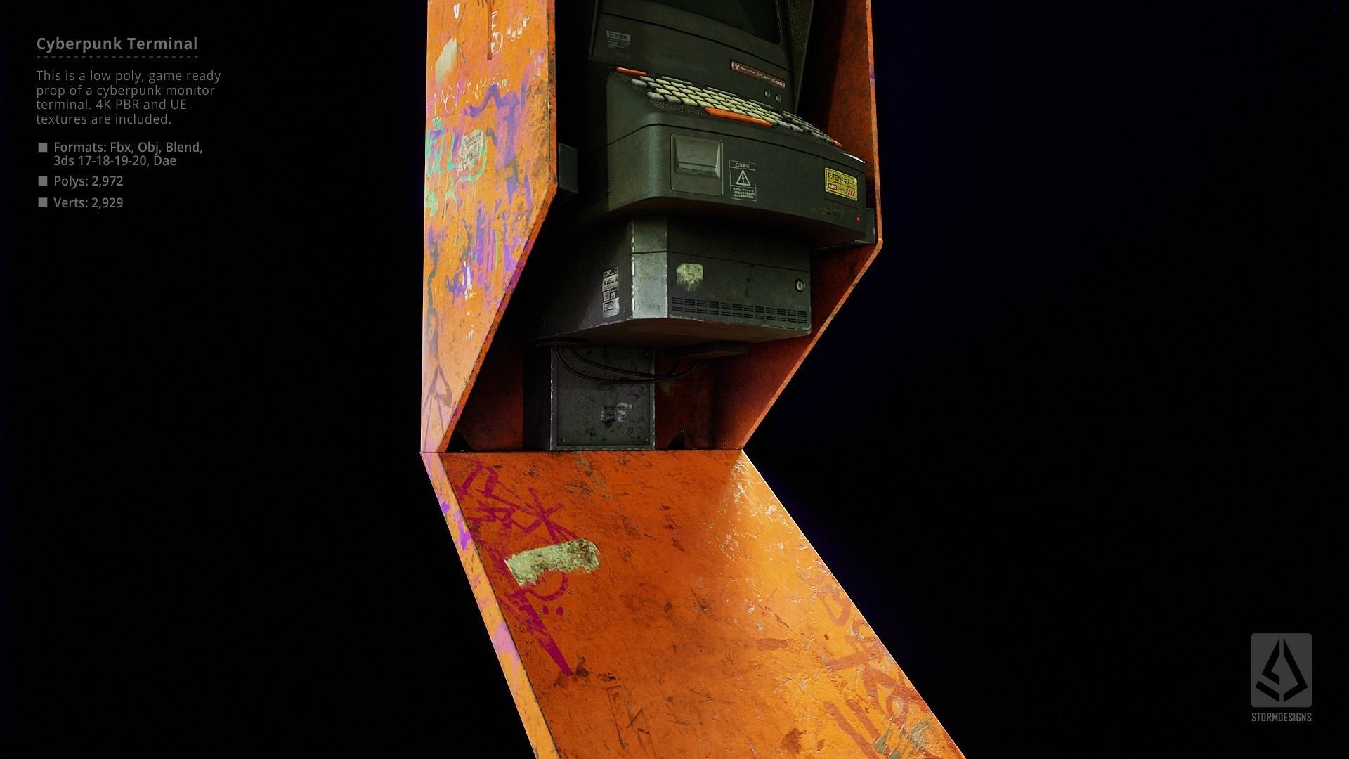 3D model Cyberpunk Monitor Terminal - Low Poly UE Game Prop VR / AR ...