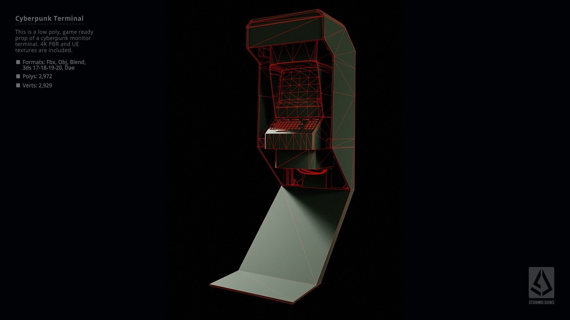 3D model Cyberpunk Monitor Terminal - Low Poly UE Game Prop VR / AR ...