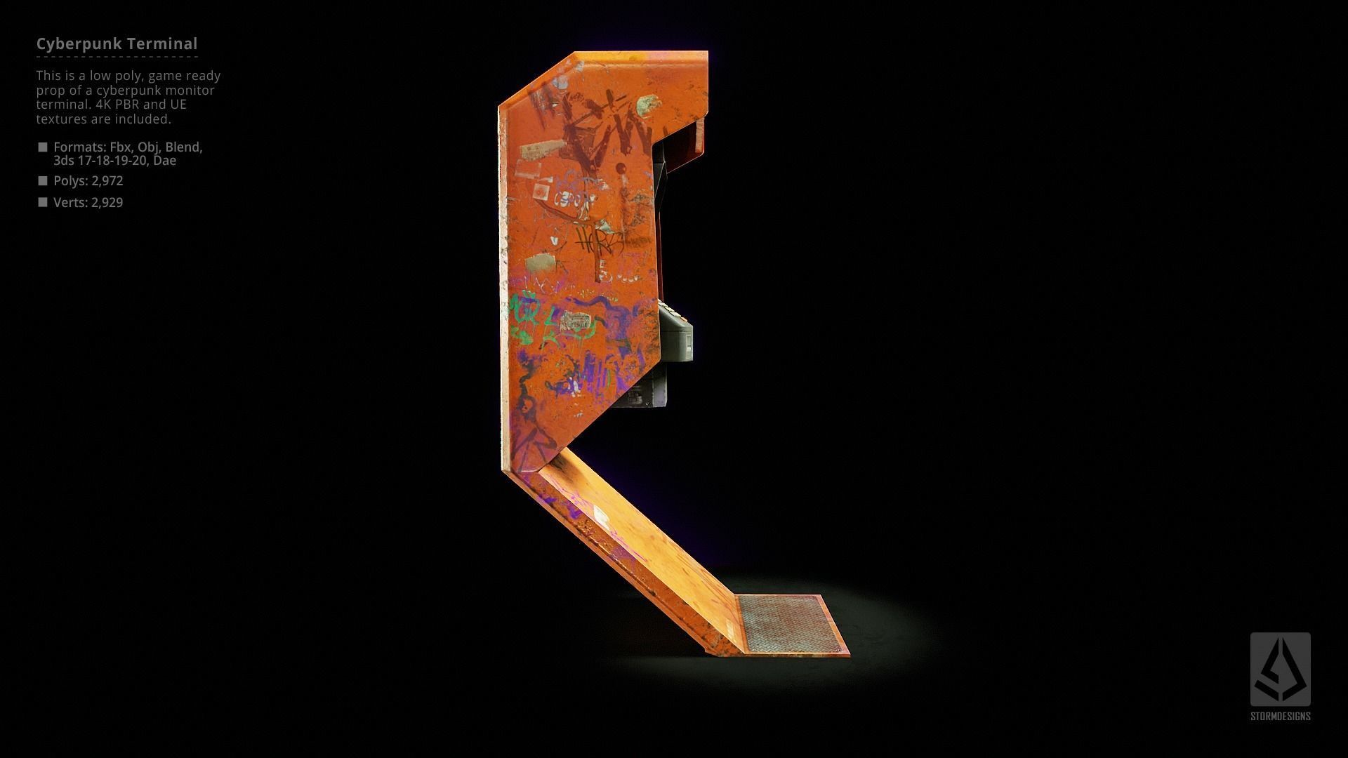 3D model Cyberpunk Monitor Terminal - Low Poly UE Game Prop VR / AR ...