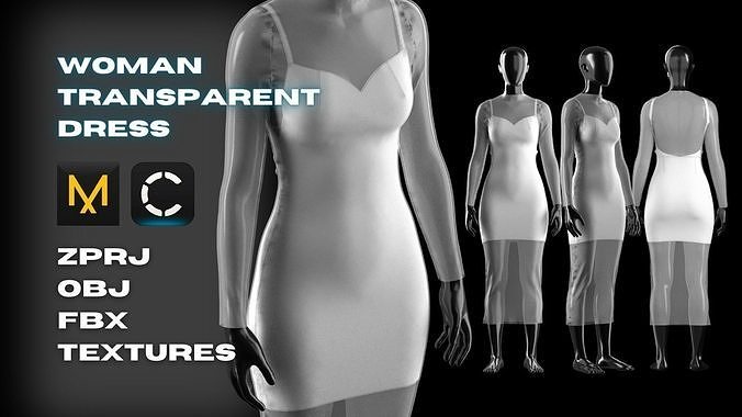 Woman Transparent Dress Modeling in Clo3D - Marvelous Designer 3D model ...