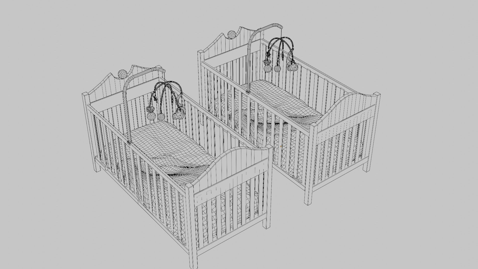 3D model Baby crib with clean and dirty 4k pbr textures VR / AR / low ...