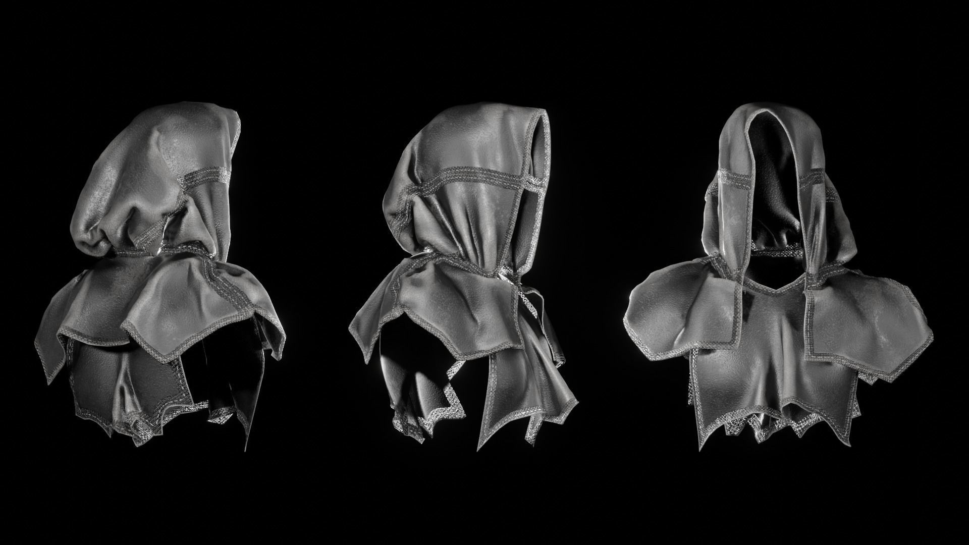 3D model medieval hood cloak pack VR / AR / low-poly | CGTrader