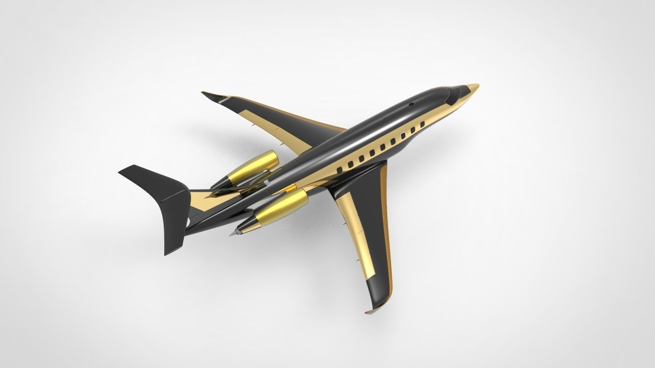 golden private jet 3D model | CGTrader