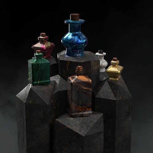 3D model Marble Low Poly Magical Alchemy Potions VR / AR / low-poly ...