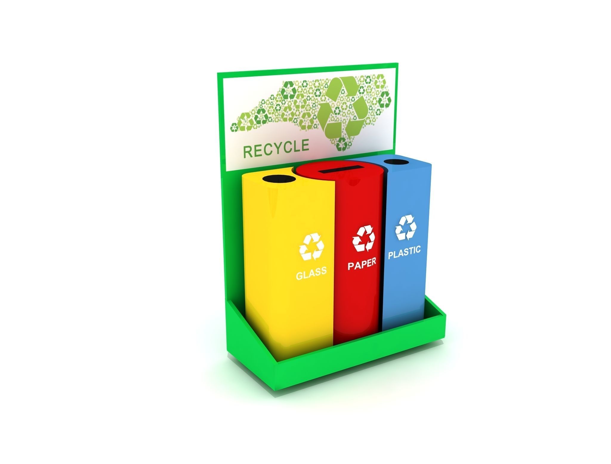 3D model Recycle Bin Glass Paper Plastic VR / AR / low-poly | CGTrader