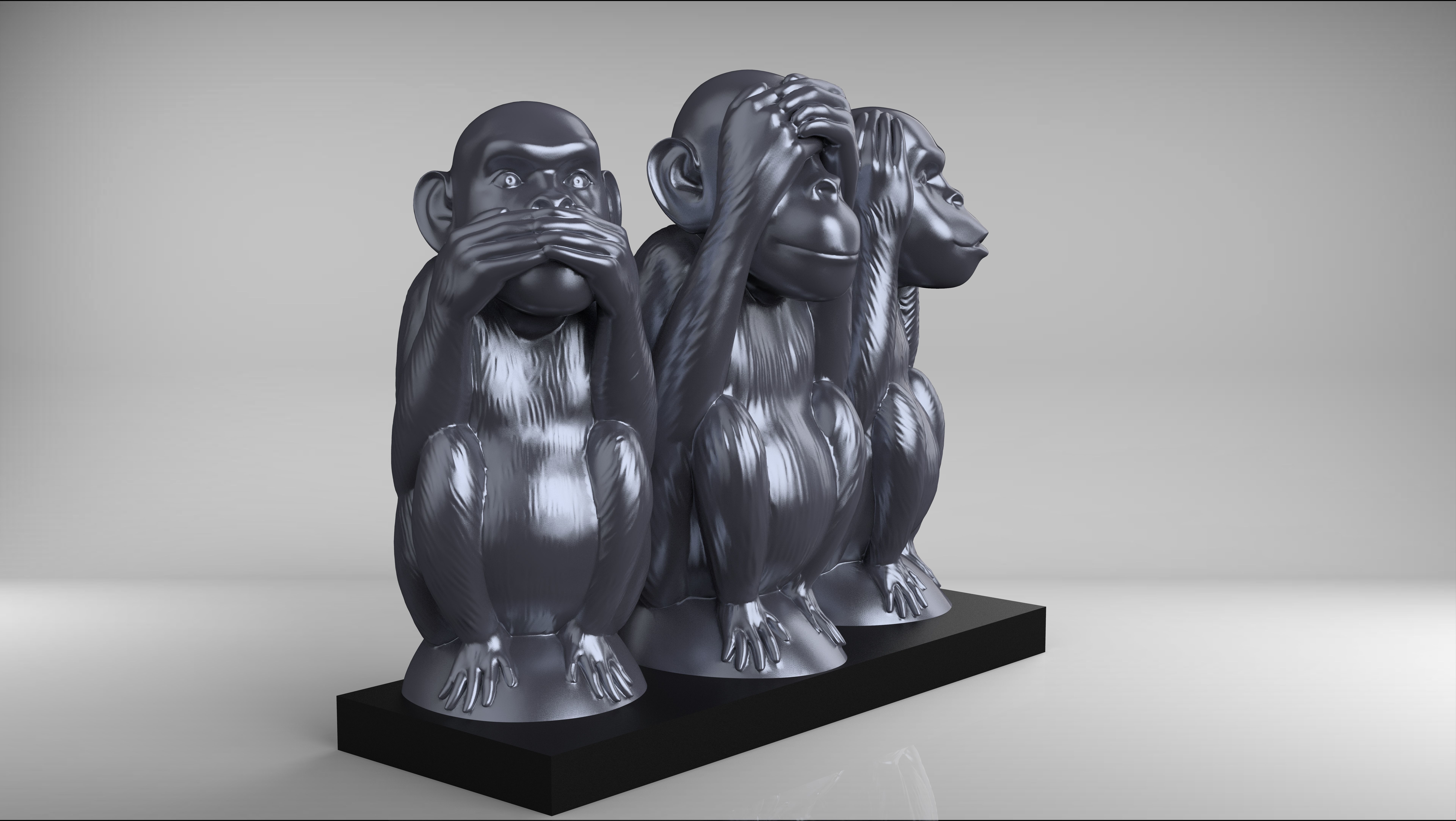 3 wise monkeys 3D model 3D printable | CGTrader