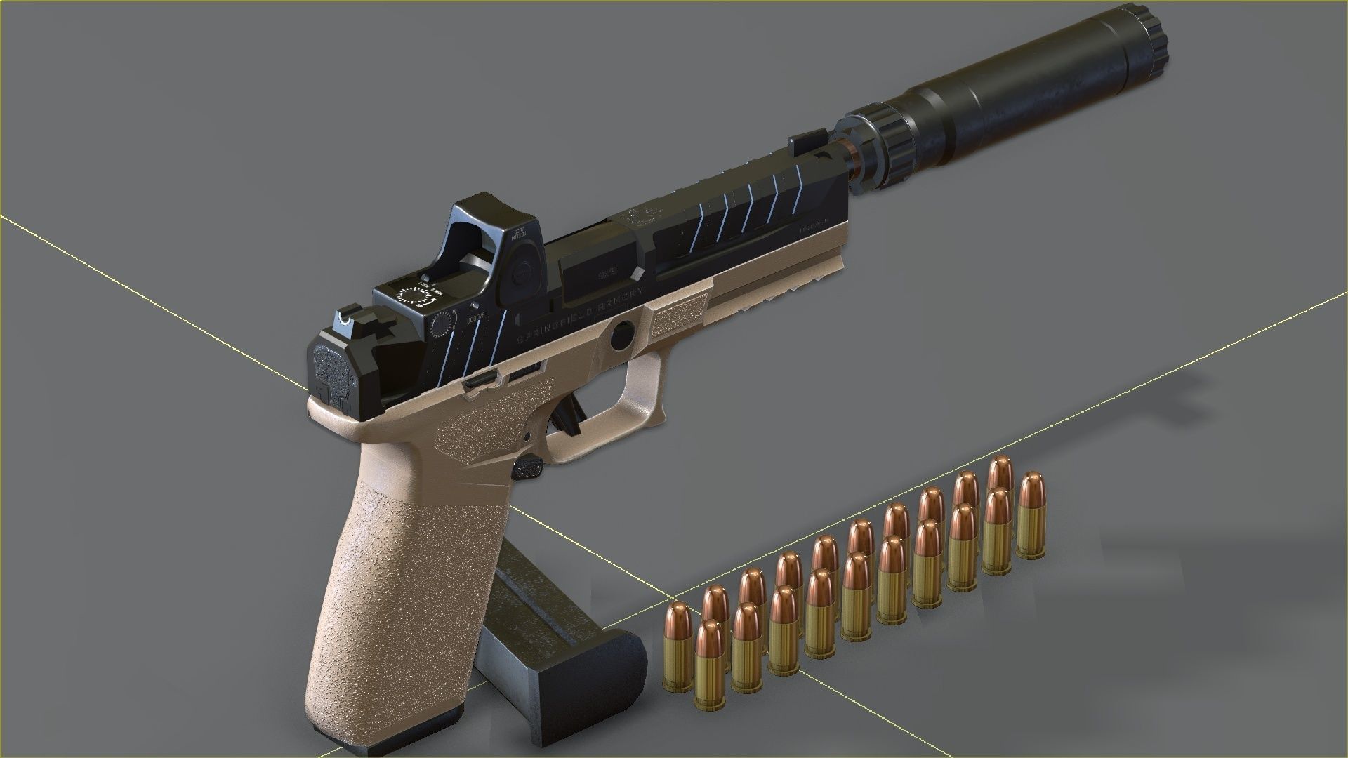 3D model Springfield Armory - Echelon threaded VR / AR / low-poly ...