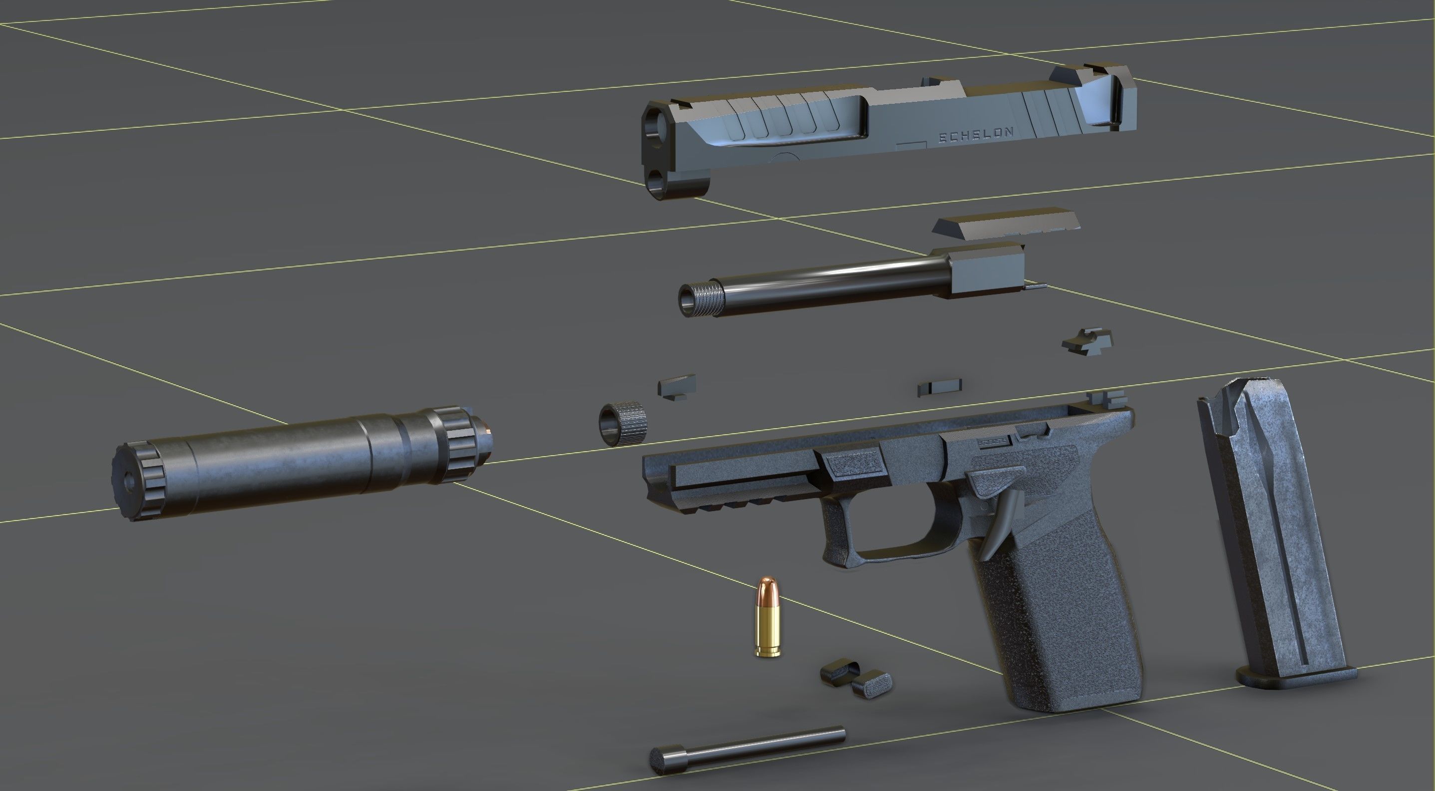 3D model Springfield Armory - Echelon threaded VR / AR / low-poly ...