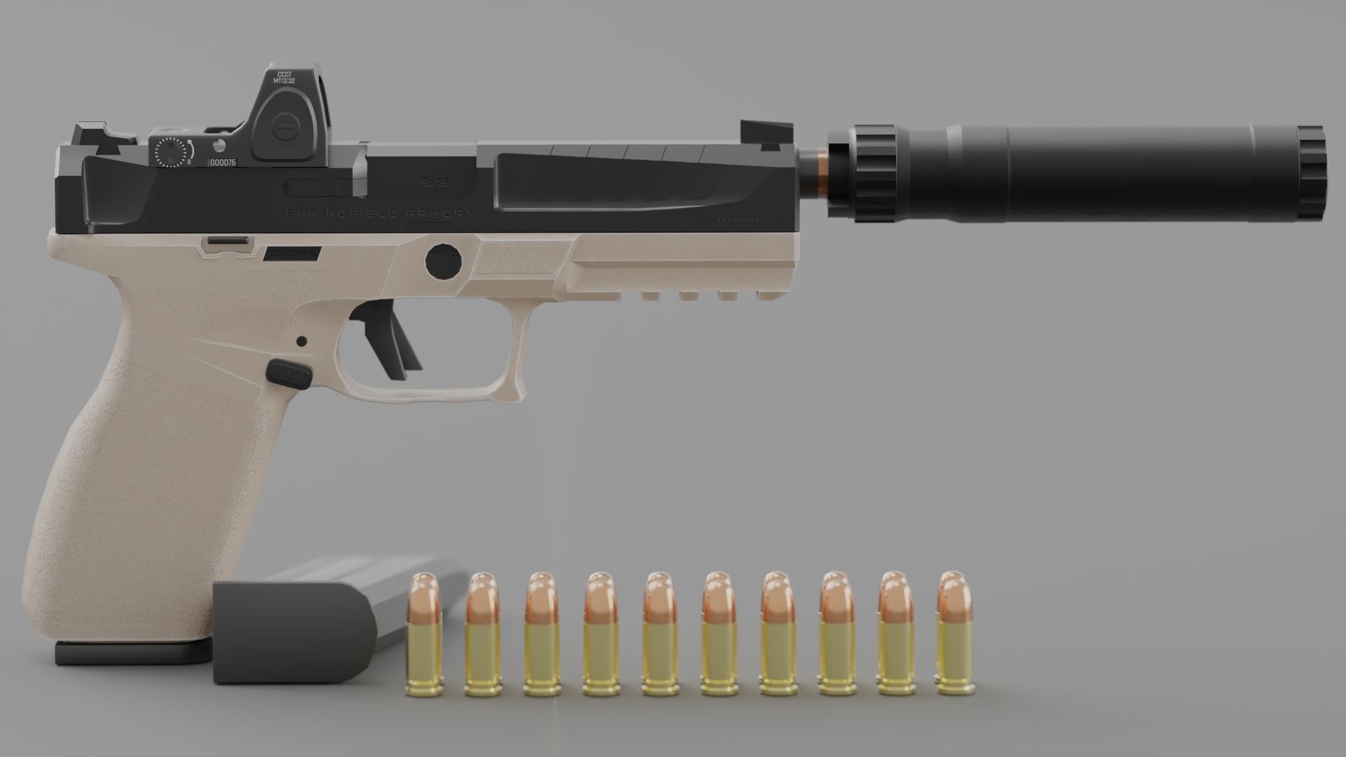 3D model Springfield Armory - Echelon threaded VR / AR / low-poly ...