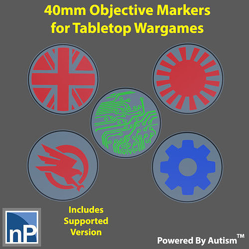 40mm Objective Markers for Tabletop Wargames free 3D model 3D printable ...