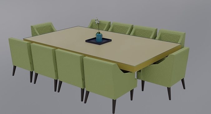 3D model Dinner Table - Dining Table with Chairs VR / AR / low-poly ...