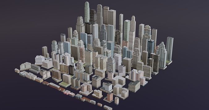 3D model Complete City Buildings Pack Collection VR / AR / low-poly ...