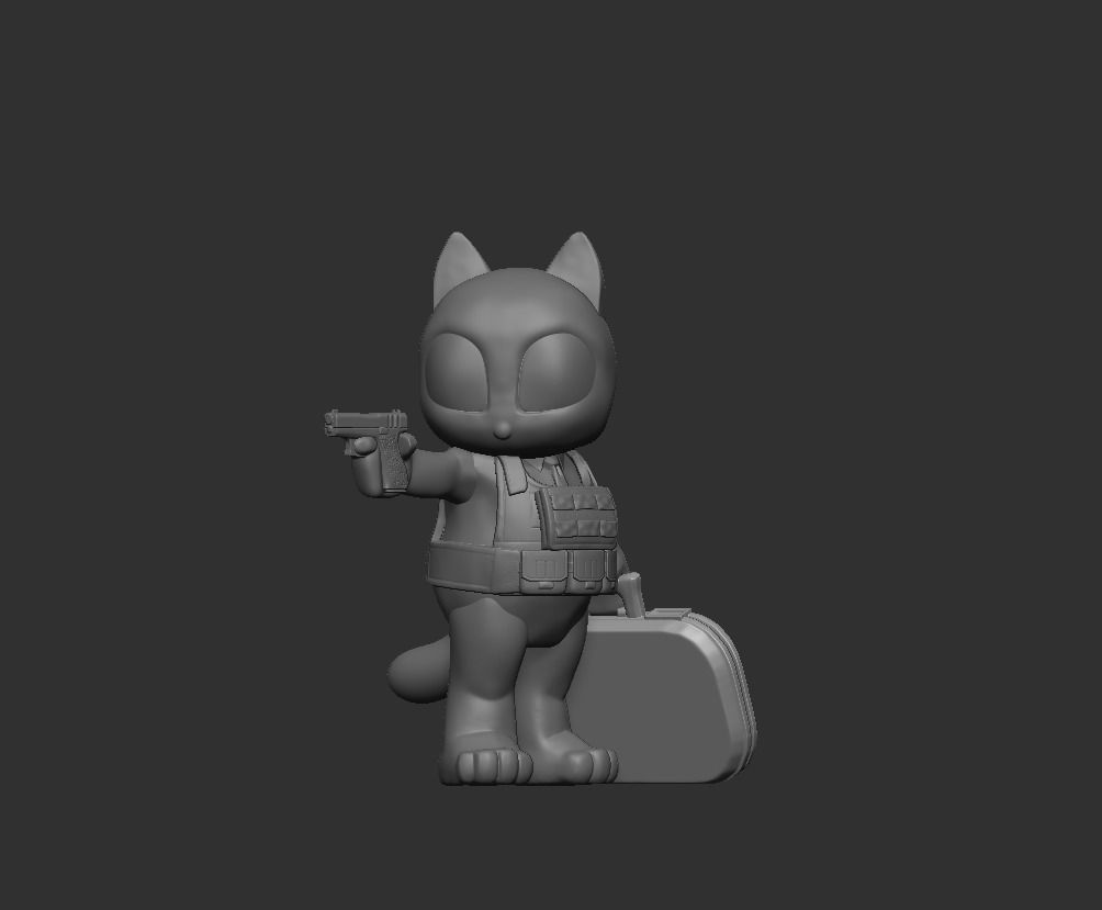 The Lucky Rob Cat with Glock 3D model 3D printable | CGTrader