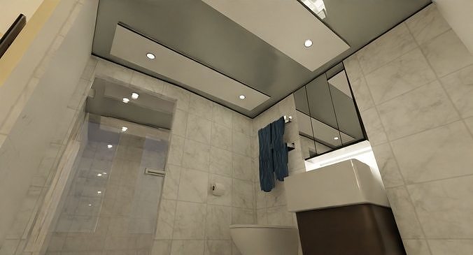 3D model Bath Room with Toilet and Shower VR / AR / low-poly | CGTrader