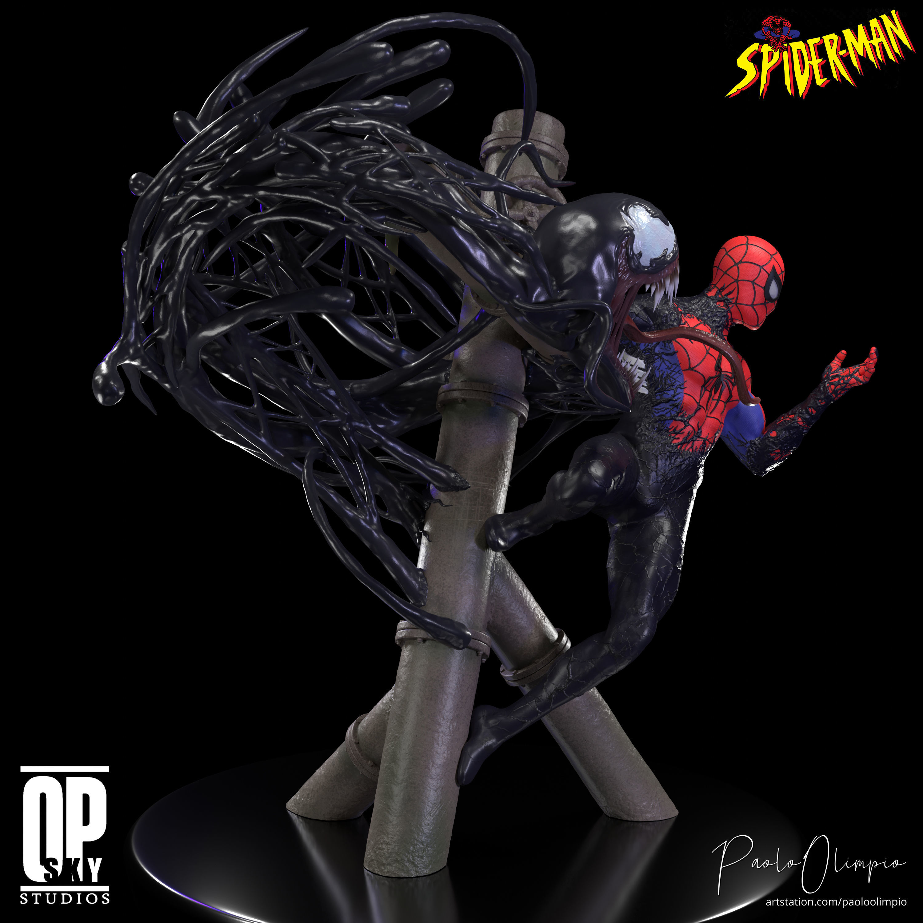 Spider-Man VS Venom Statue - 3D Print Ready 3D model 3D printable ...