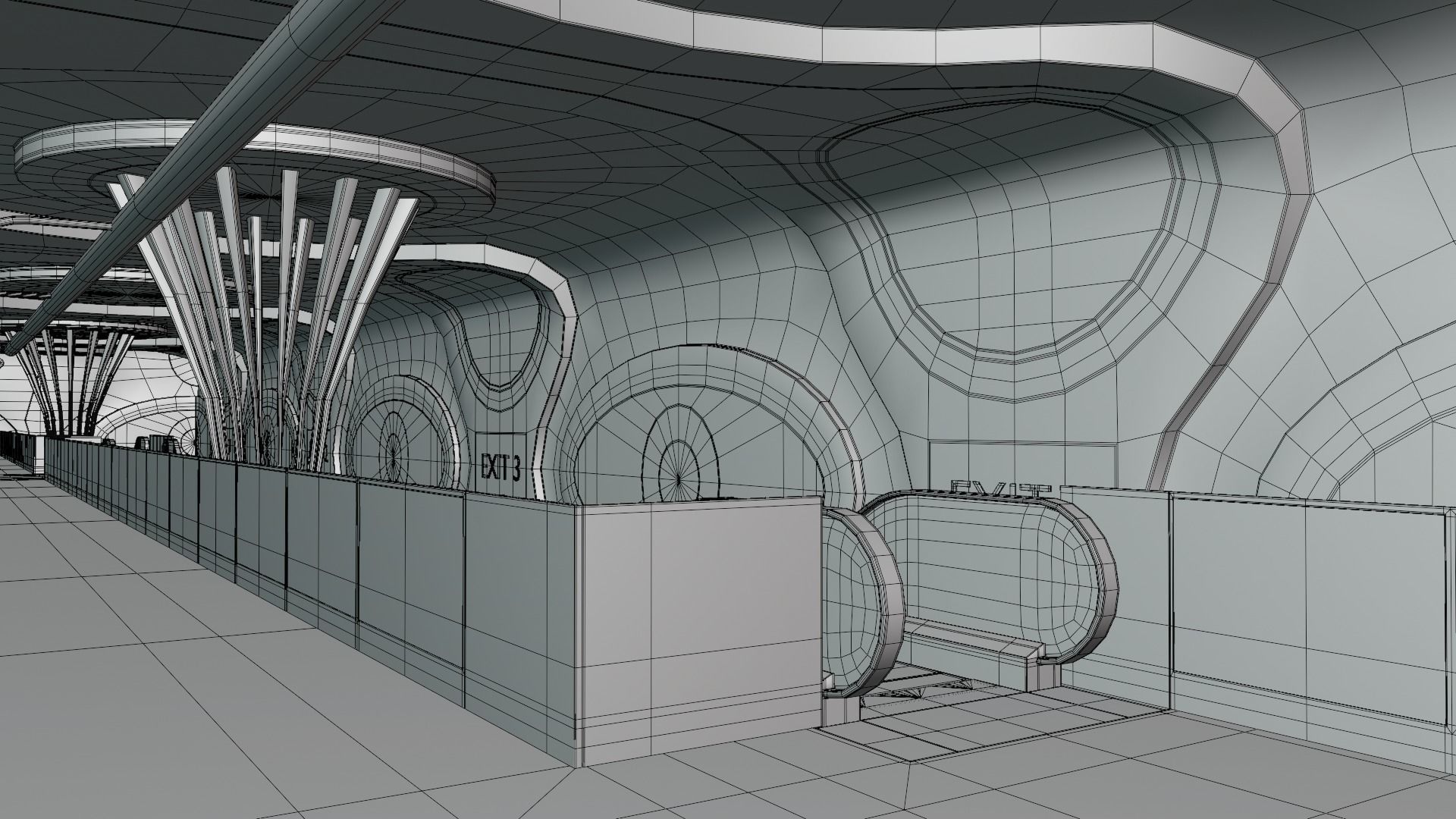 Sci-fi maglev station with train 3D model | CGTrader