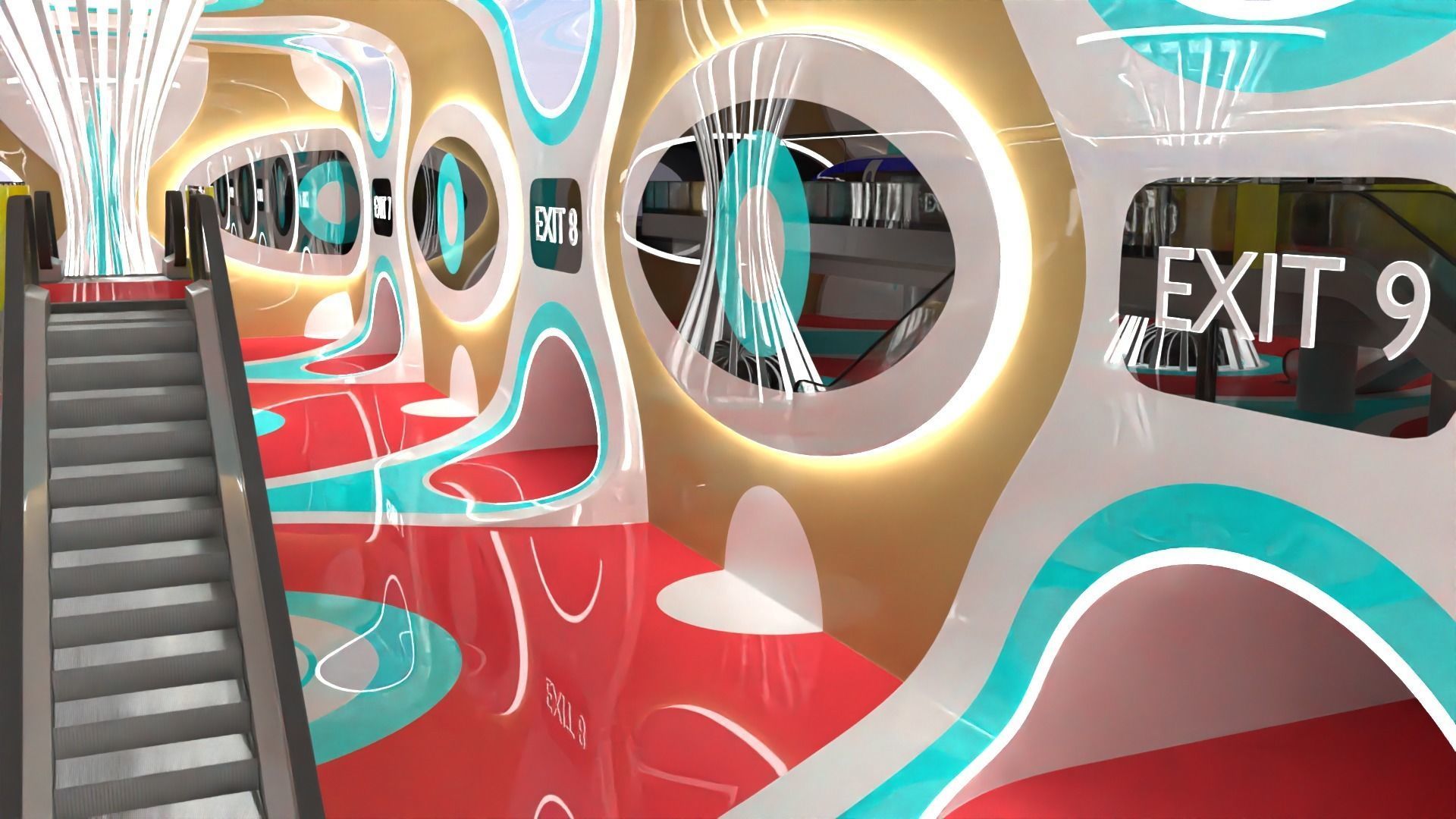 Sci-fi maglev station with train 3D model | CGTrader