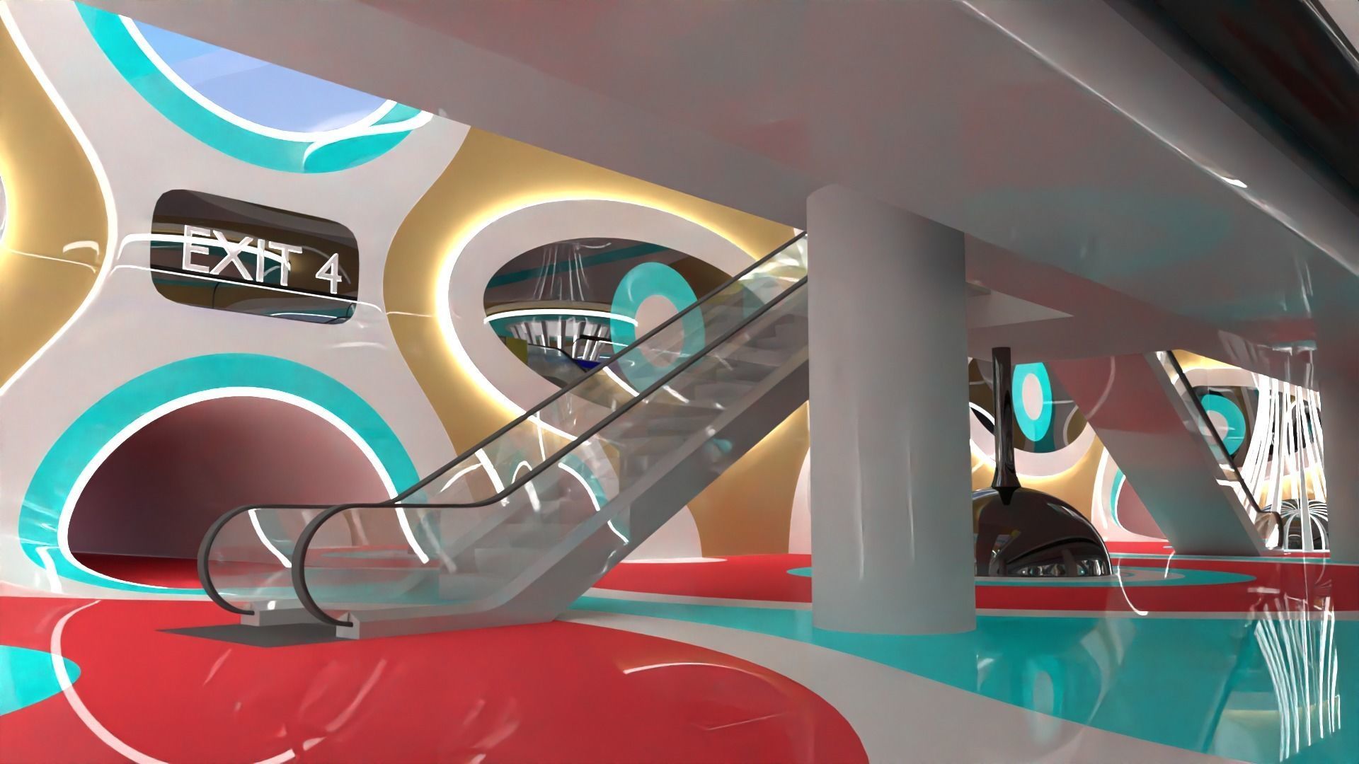 Sci-fi maglev station with train 3D model | CGTrader