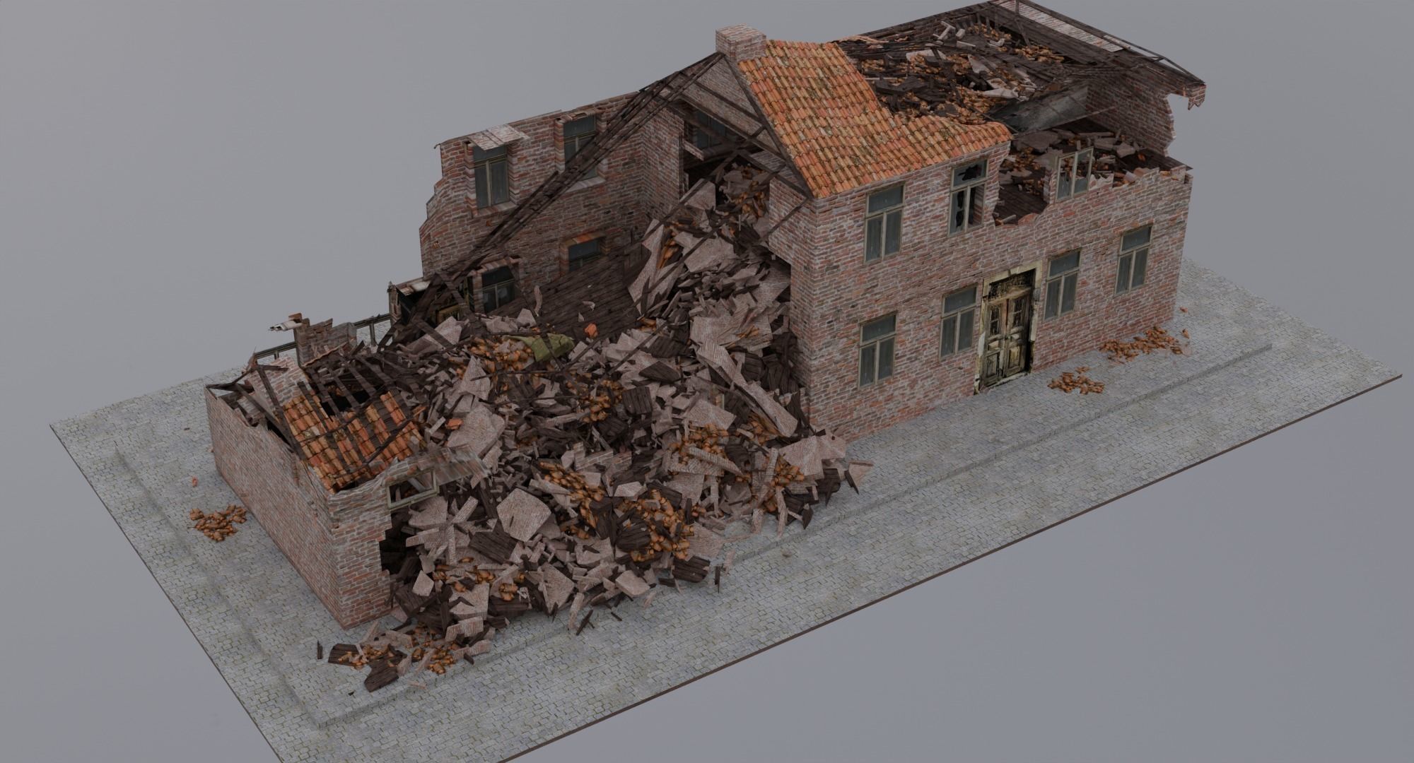 3D model World War 2 Damaged Building VR / AR / low-poly | CGTrader