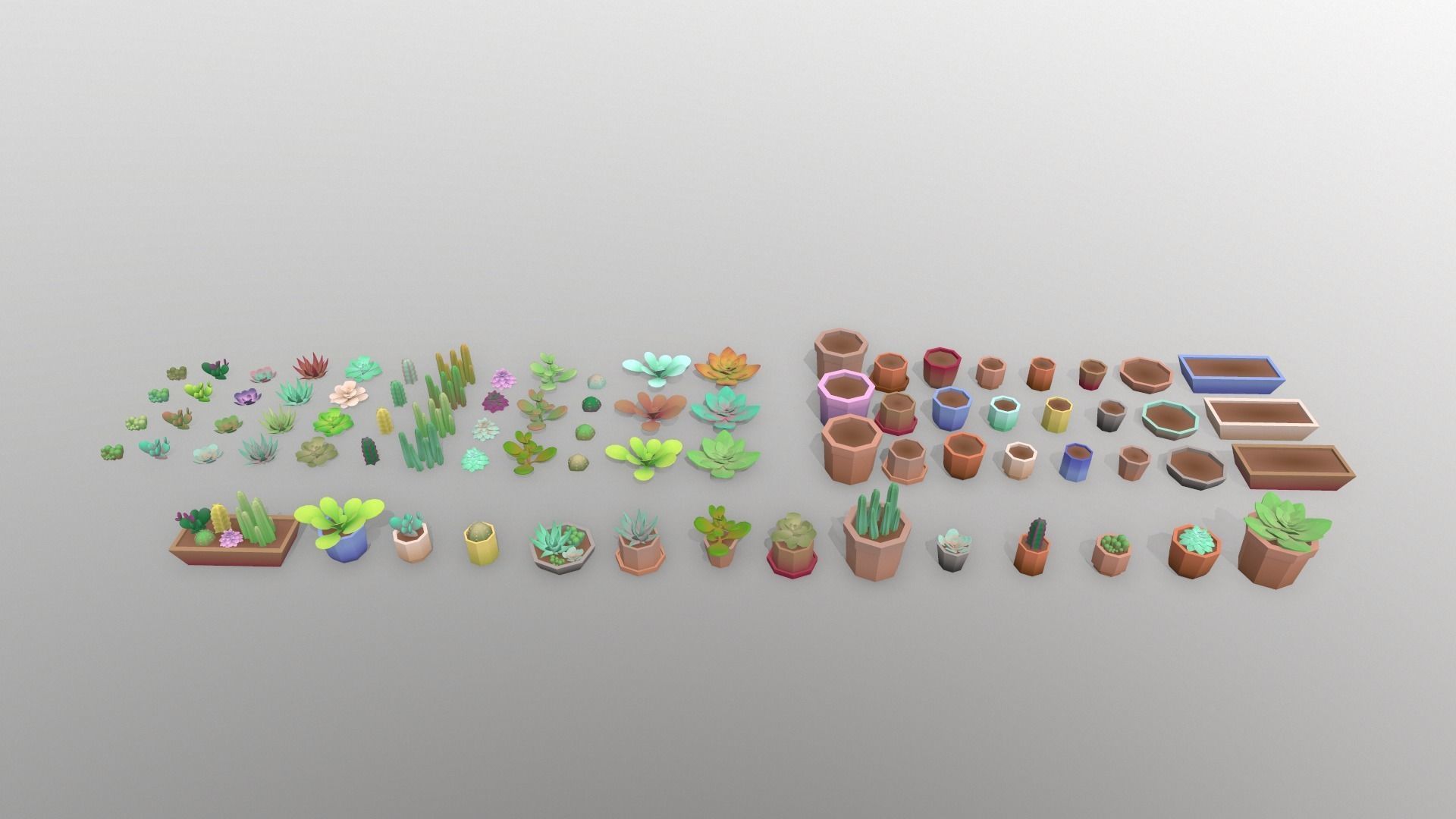 3D model Low Poly Succulent Plant Set VR / AR / low-poly | CGTrader