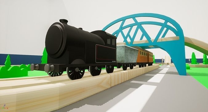 3D model Train Set - Modular Train Track - Trains and Table VR / AR ...