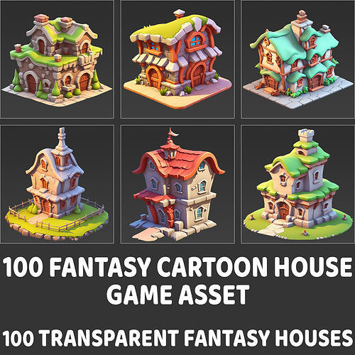 100 Fantasy Cartoon House Home Building Game Asset Texture | CGTrader