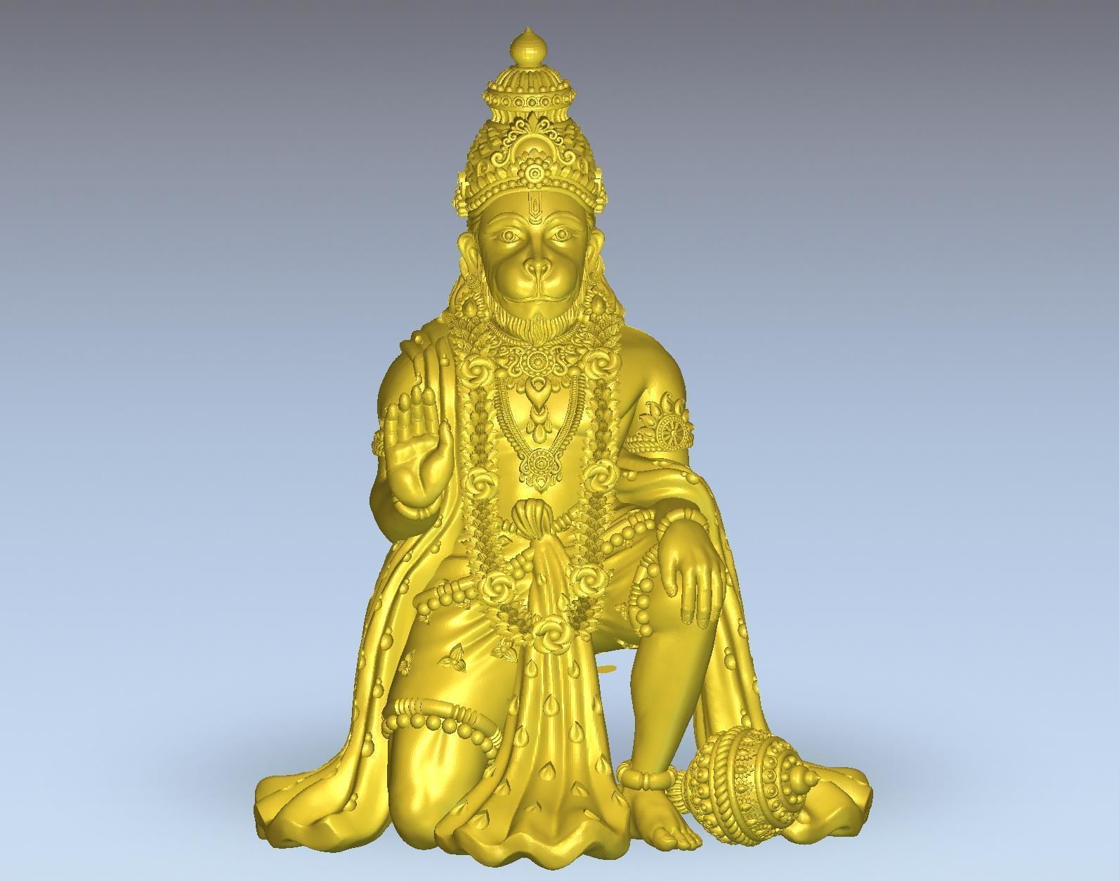 Hanuman sitting Ashirvad 3D model 3D printable | CGTrader