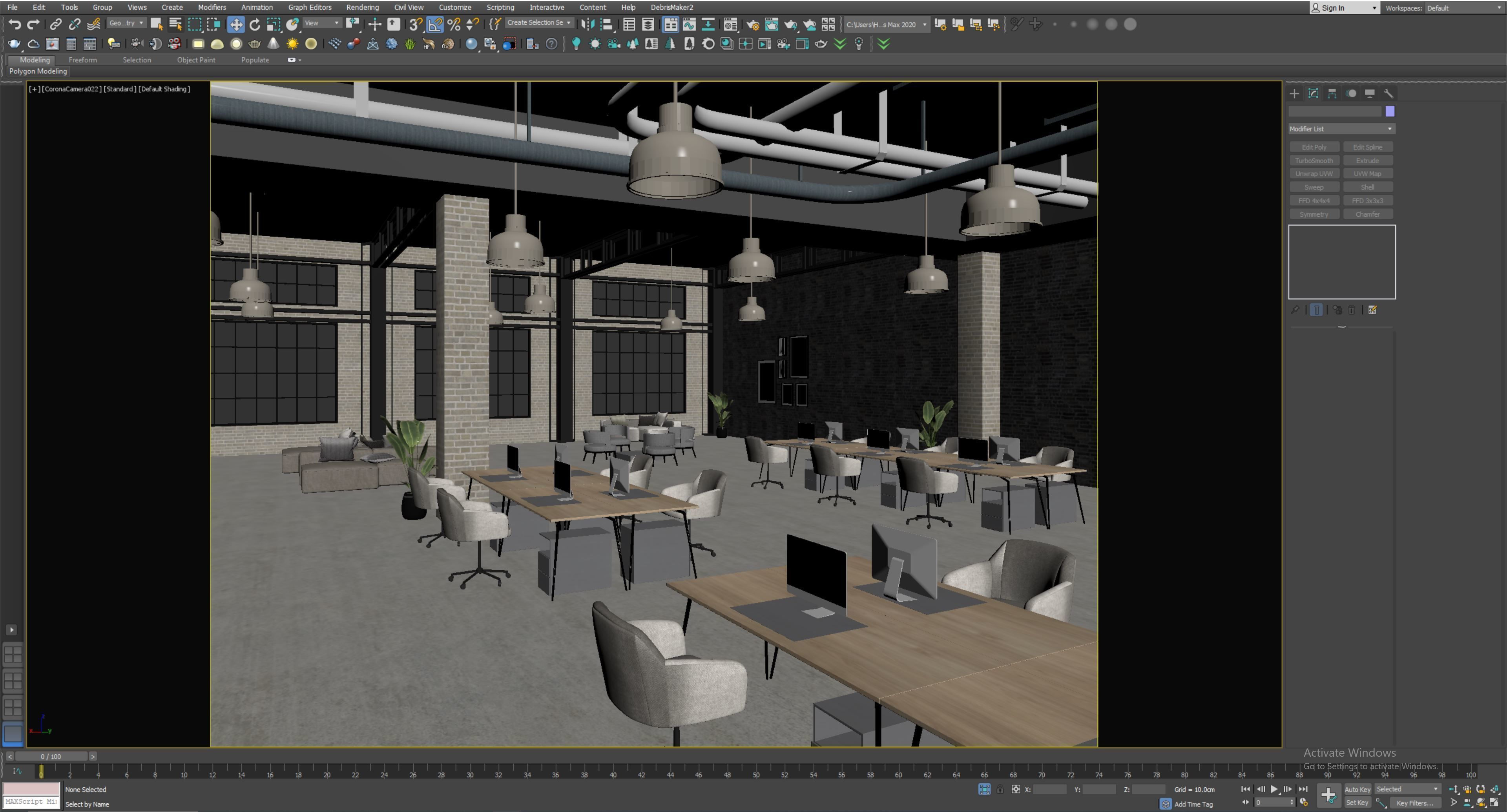 interior scene loft office 02 with furniture 3D model | CGTrader