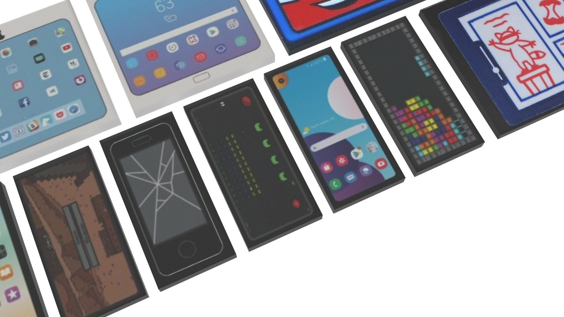 Tablet Lego Tiles Set 3D model | CGTrader