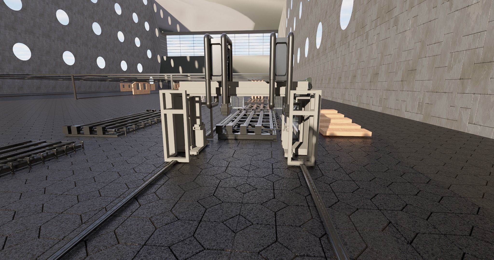 Assembly Line for Automatic House Building Structures 3D model animated | CGTrader