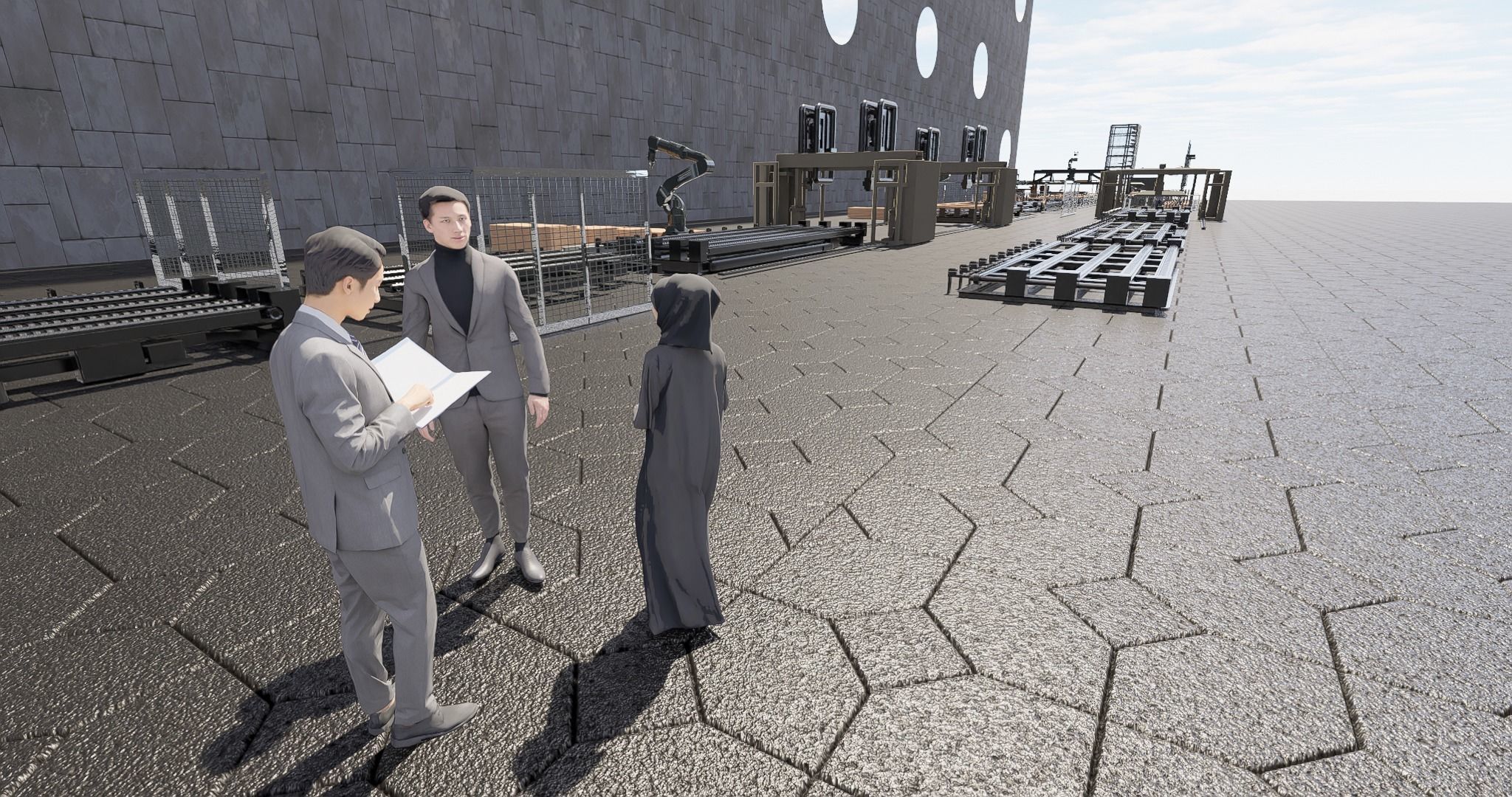 Assembly Line for Automatic House Building Structures 3D model animated | CGTrader