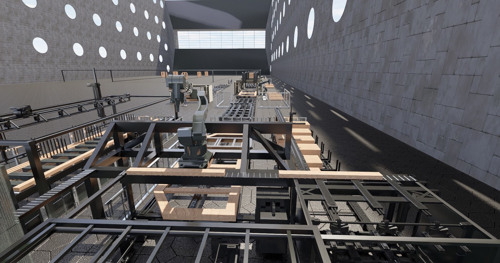 Assembly Line for Automatic House Building Structures 3D model animated | CGTrader