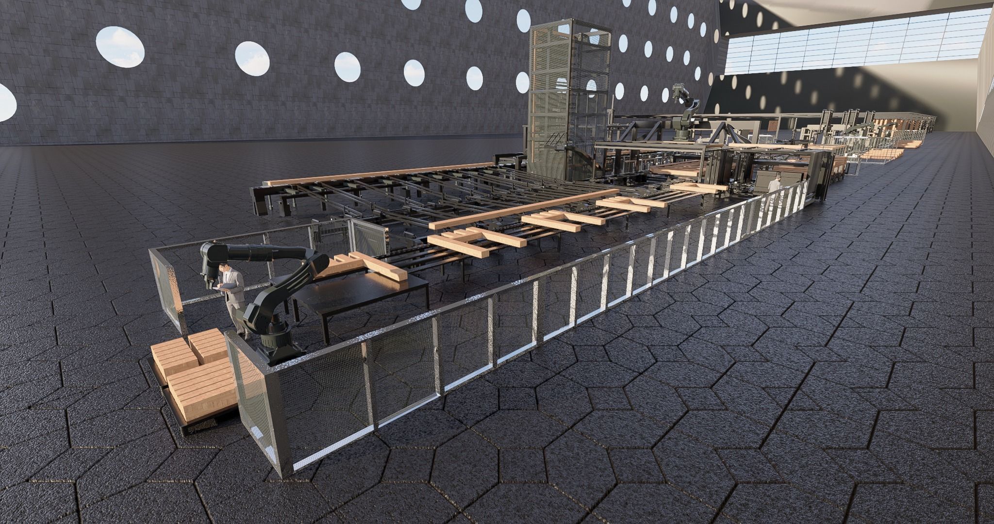 Assembly Line for Automatic House Building Structures 3D model animated | CGTrader