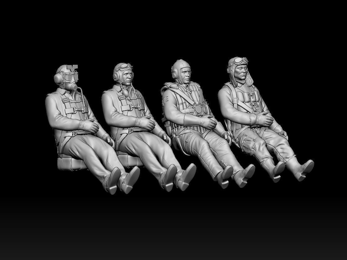pilots ww2 3D model 3D printable | CGTrader