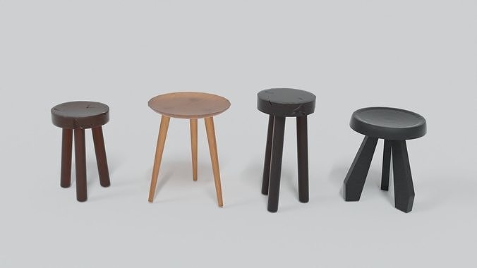 Wooden Stools 4 3D model | CGTrader