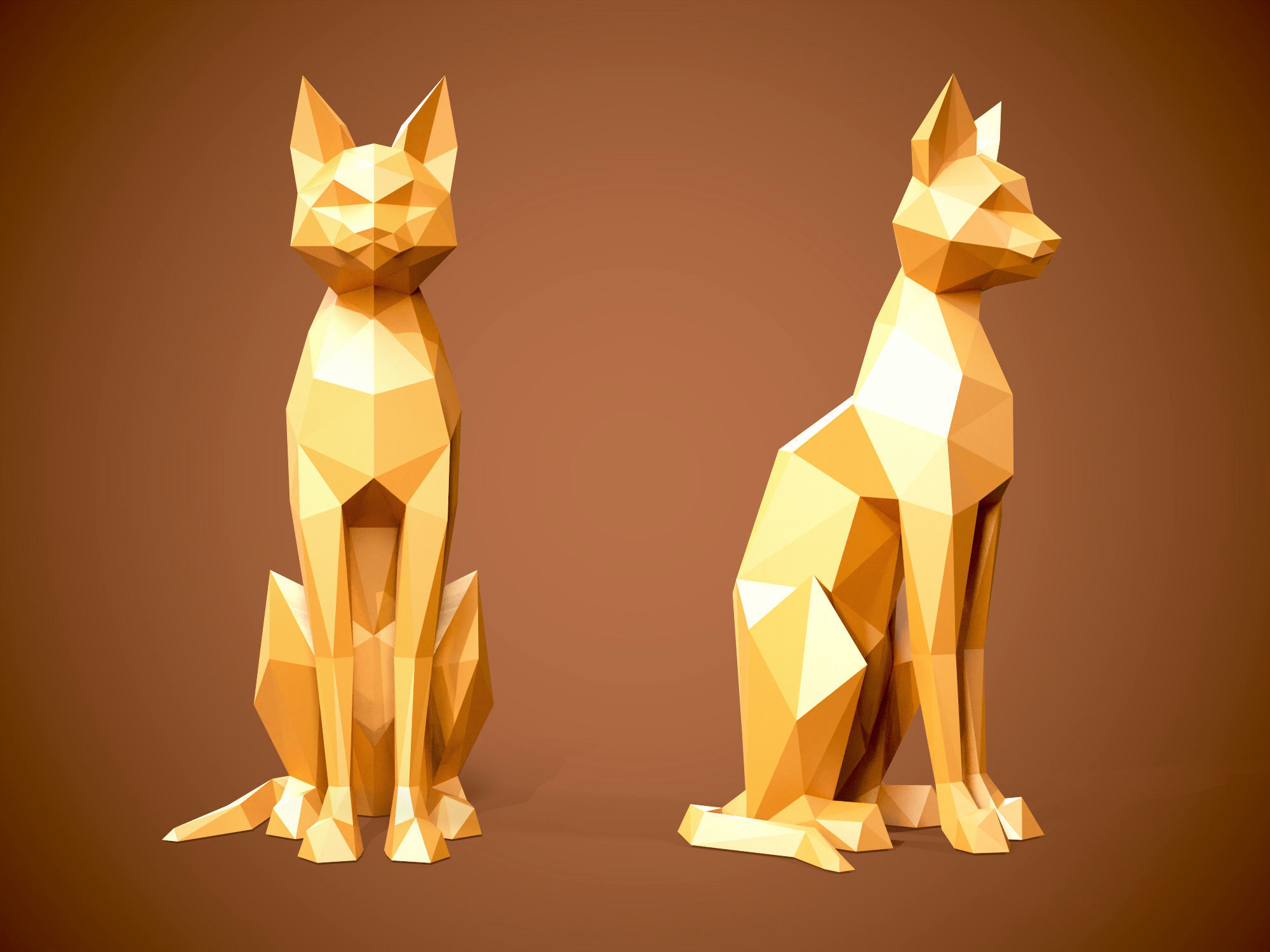 Low Poly Cat 3d model and Pepakura 3D model 3D printable | CGTrader