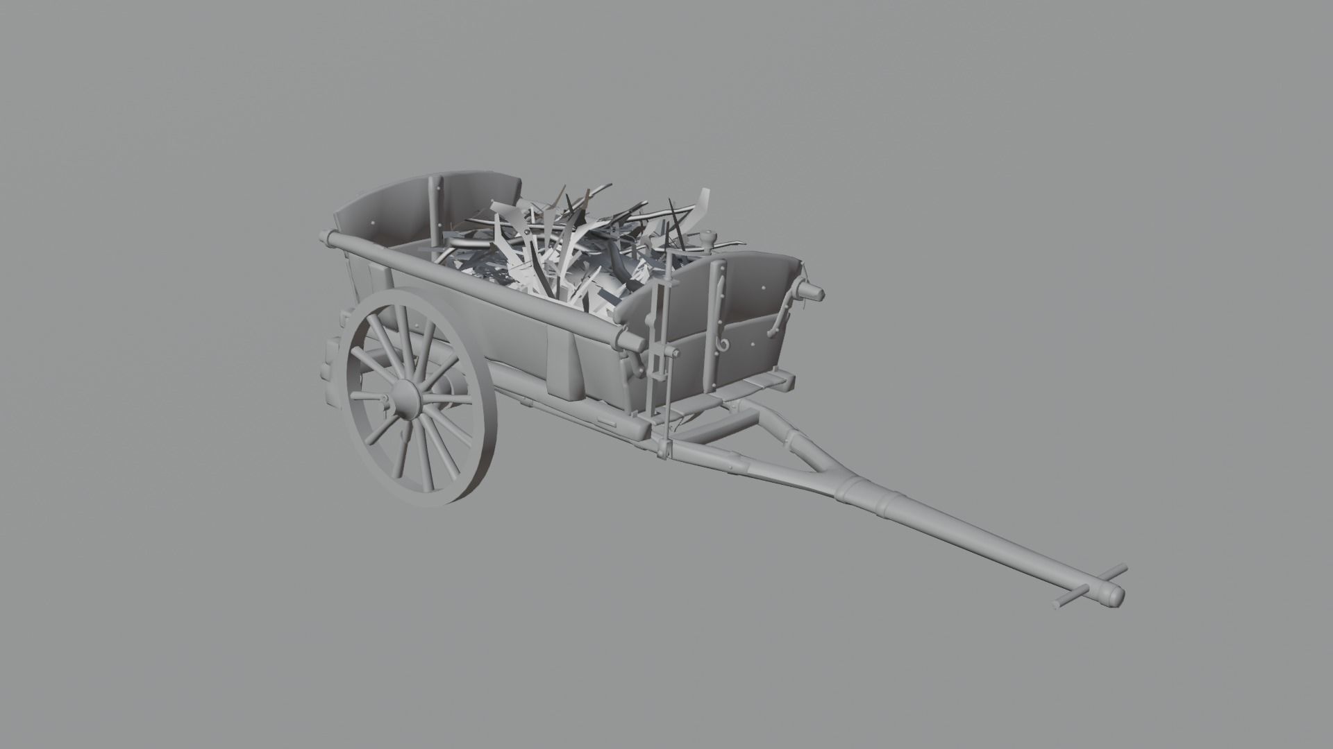Wooden Cart with sticks Loaded Low poly 3D model | CGTrader