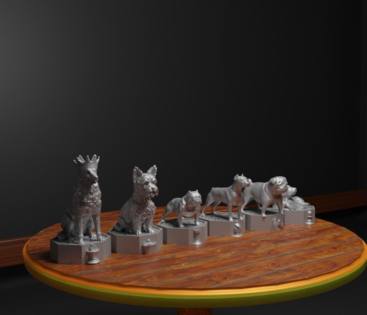 Dog Versus Cat Figure Chess Set Pet Character Chess Pieces 3D model 3D ...
